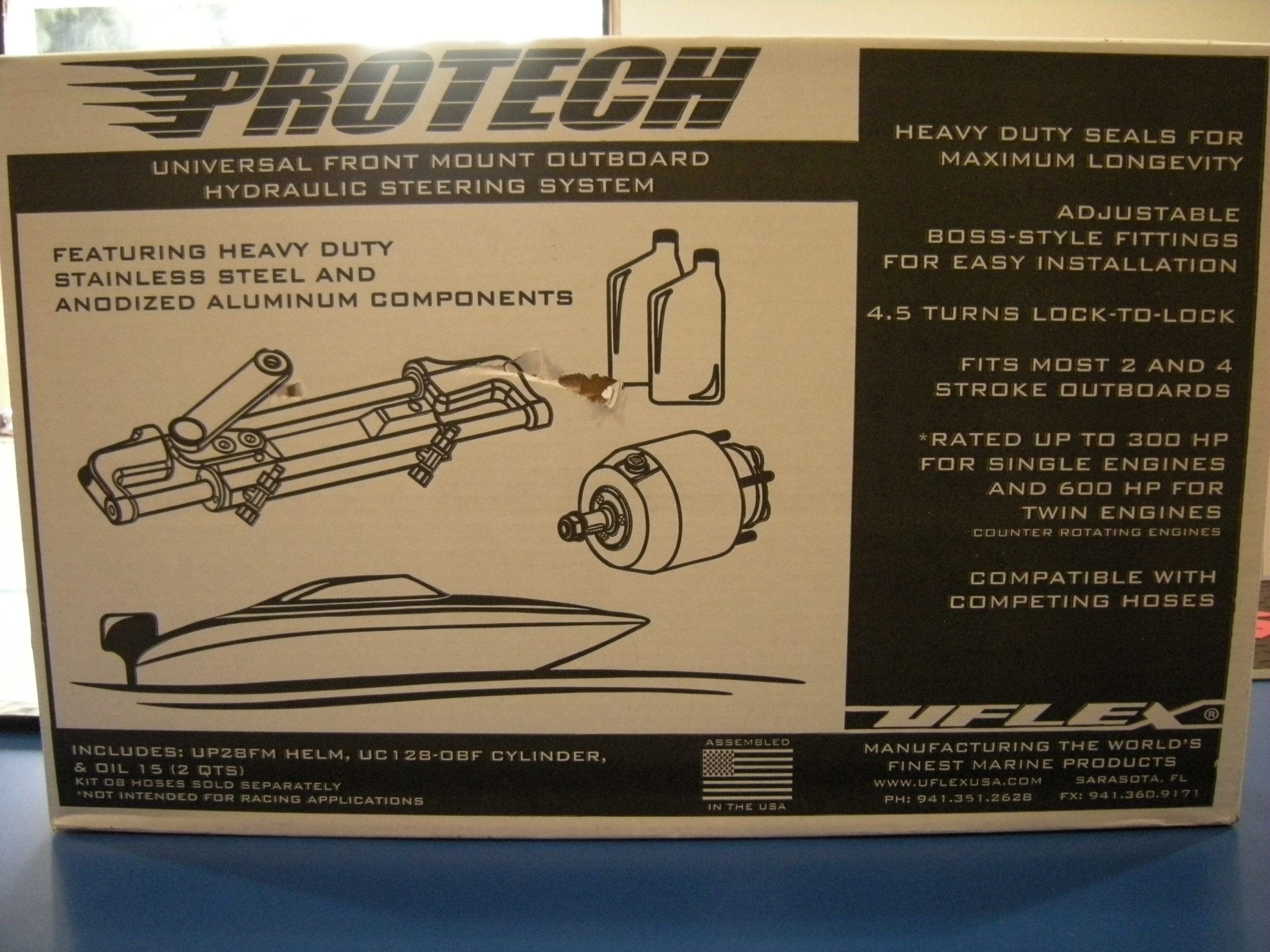 Uflex Protech Front Mount Outboard Hydraulic Steering Package PROTECH 1 ...