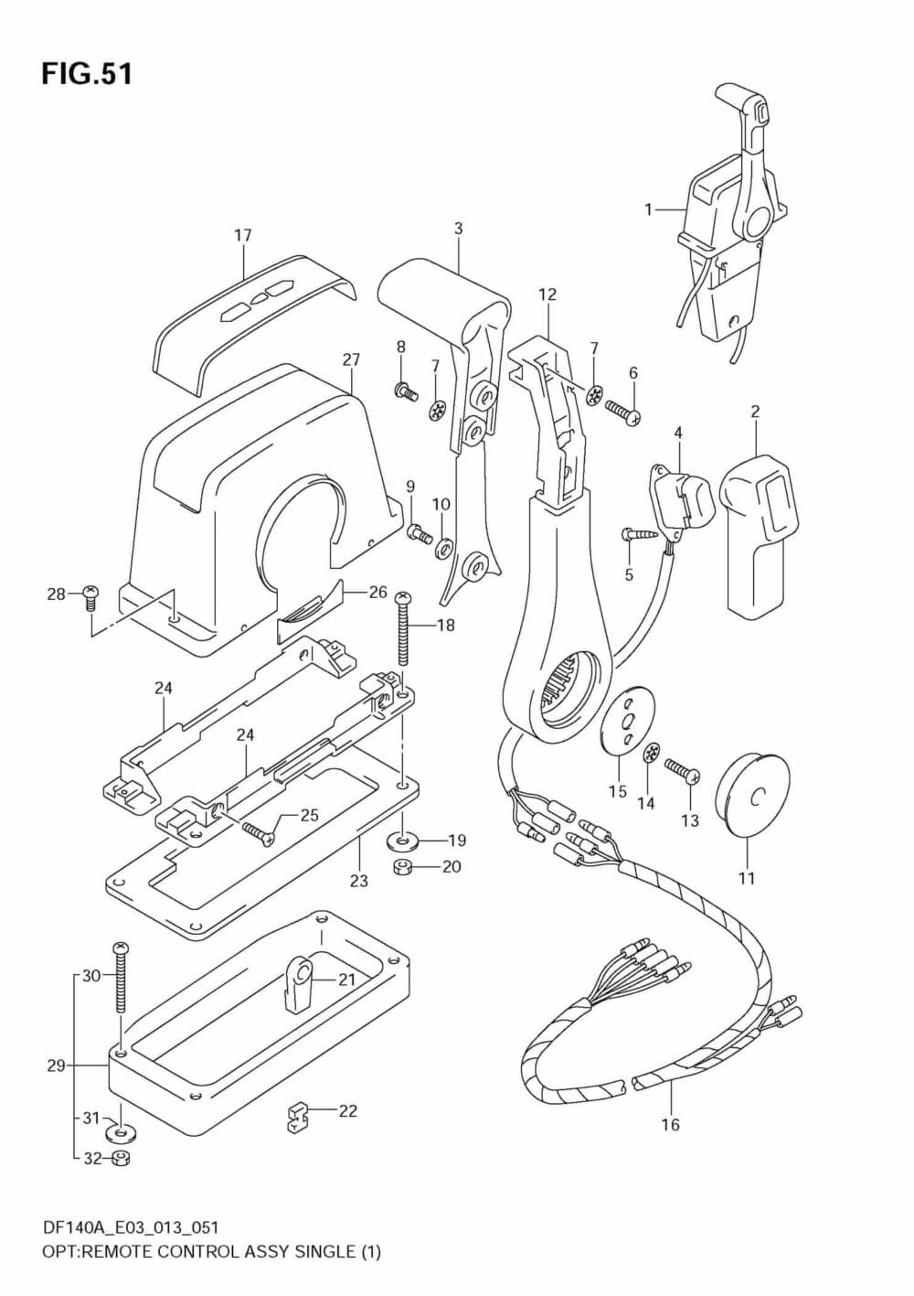 OPT: Remote Control Assy Single (1) | 41837 | Precision Marine