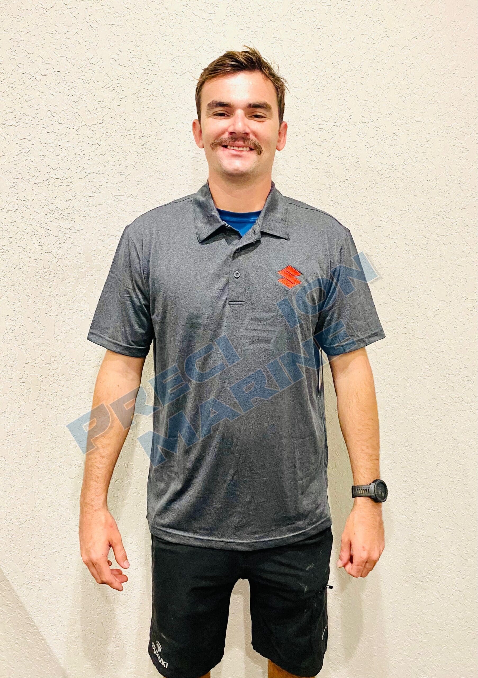 Suzuki Heather Graphite Polo Shirt - Precision Marine